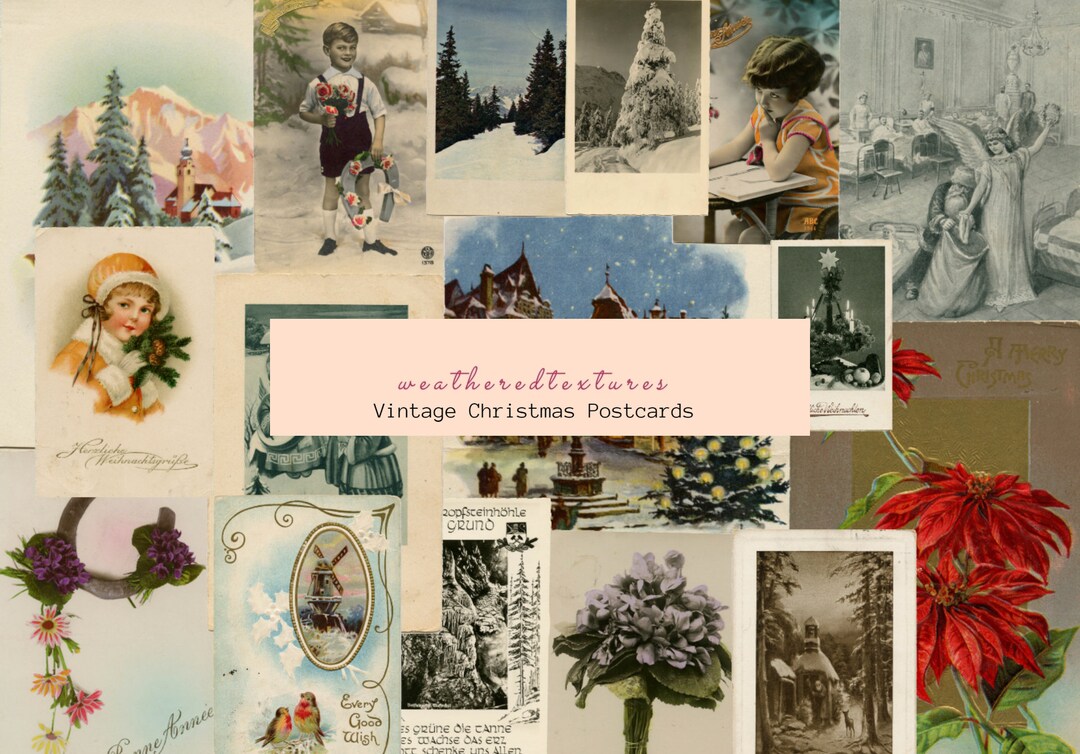 Christmas Printable Postcards Instant Download, Vintage Journaling ...