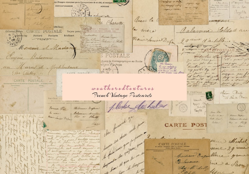 Handwritten Postcards Vintage Printable Ephemera Digital - Etsy
