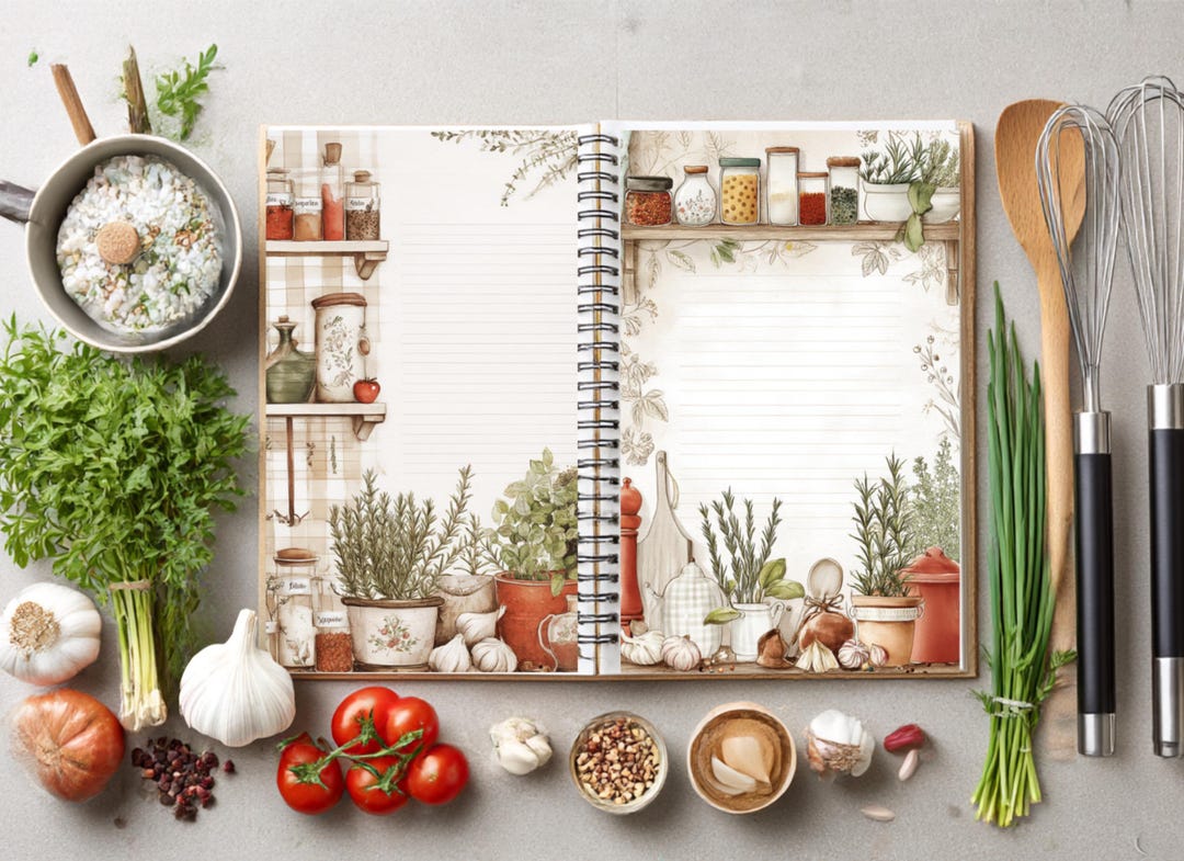 Printable Recipe Journal Pages: Vintage Grandma's Kitchen Ephemera ...