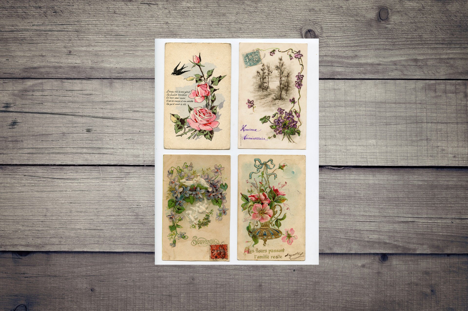 20 Floral Postcards French Flowers Postcards Junk Journal - Etsy