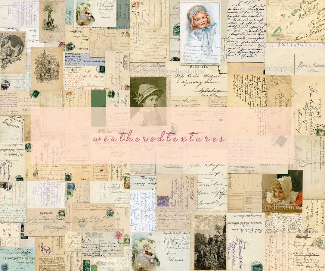 Vintage Postcards Collage Sheet: Printable Ephemera Paper (digital ...