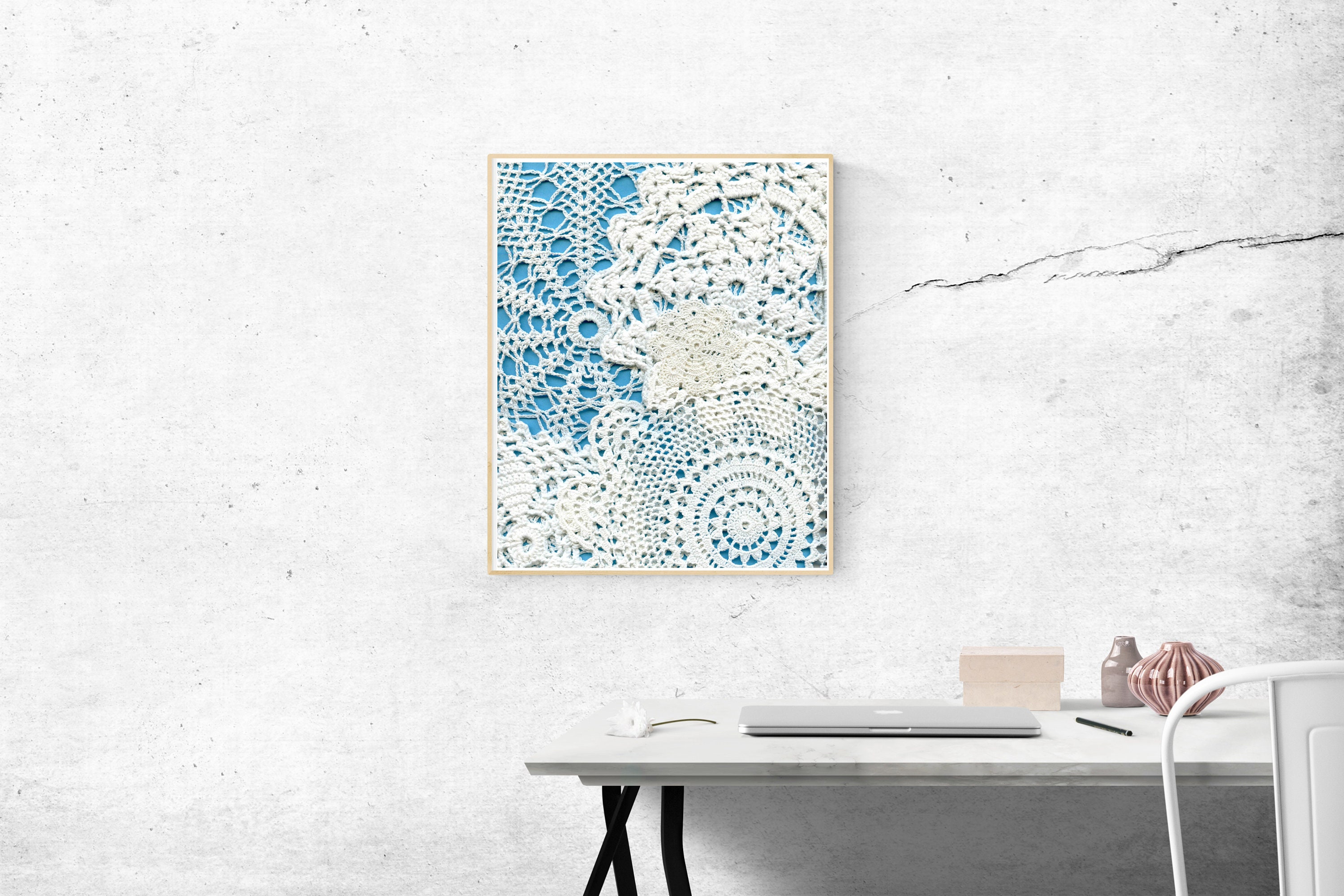 Doily wall art print Digital doily image Vintage doily Lace | Etsy