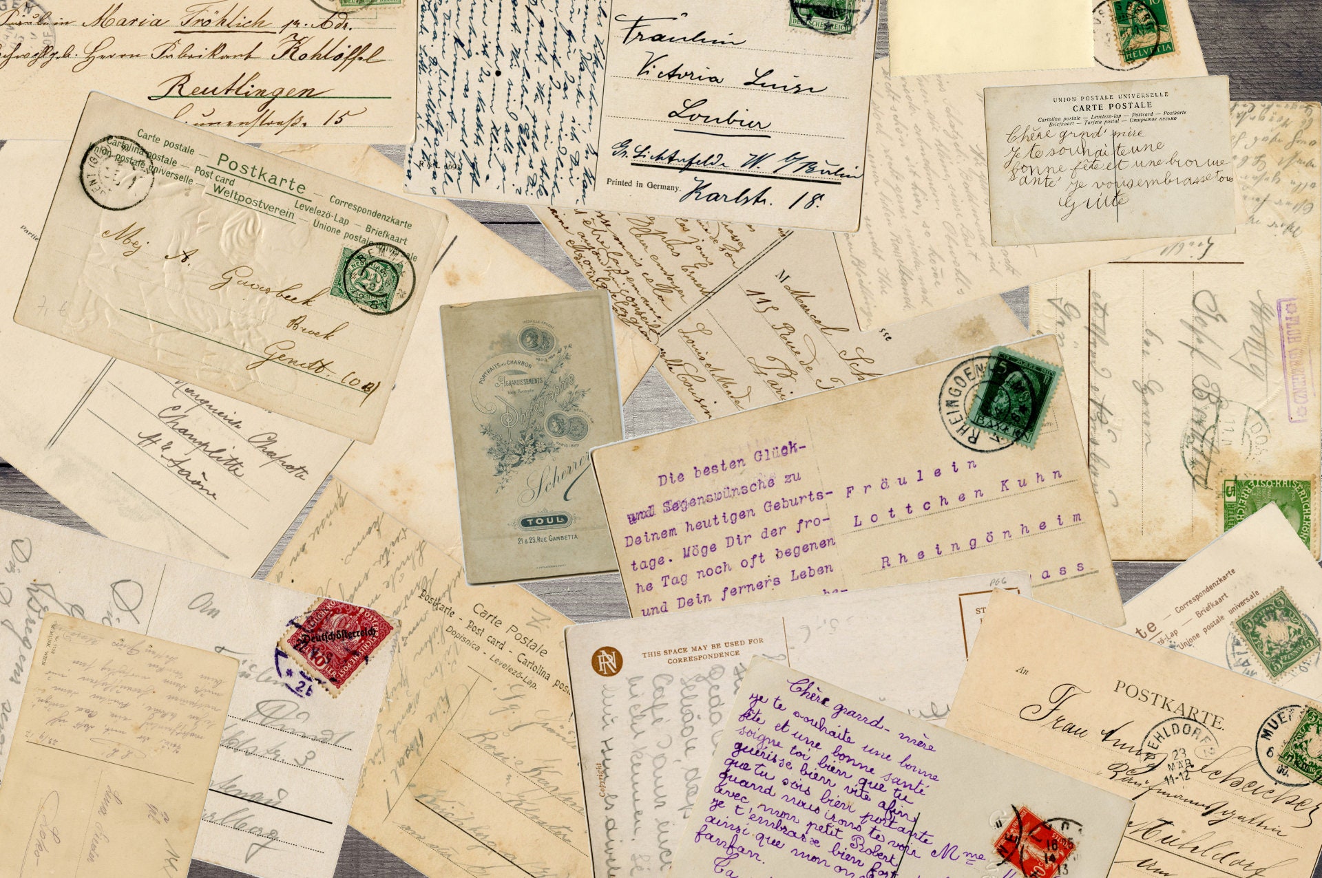 French Handwritten Postcards Vintage Printable Ephemera - Etsy