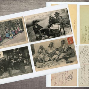 French Vintage People Postcards: Ephemera for Junk Journals (digital ...
