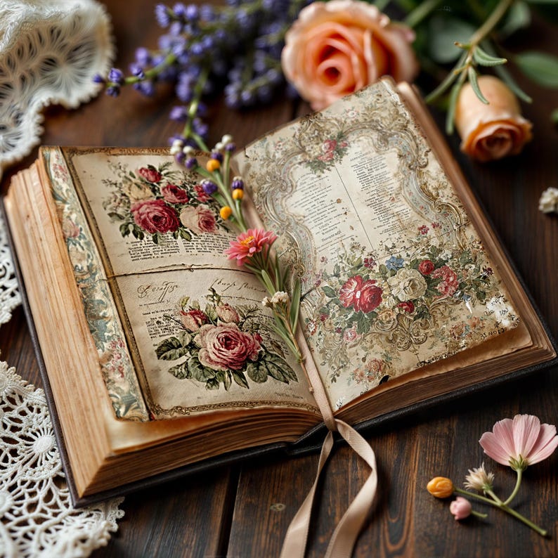Vintage Junk Journal Pages Bundle, Shabby Chic Ephemera Kit, Victorian ...