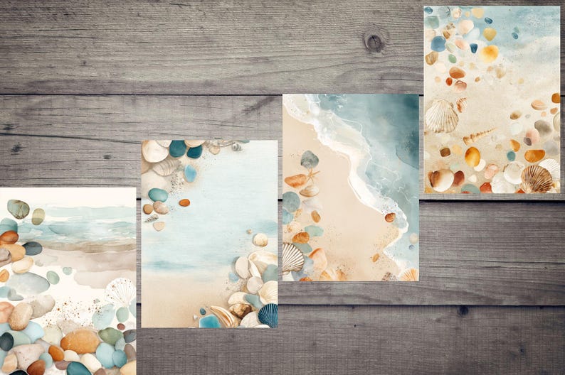 Beach Pebbles Digital Paper: Sea Glass Journal Background (digital ...