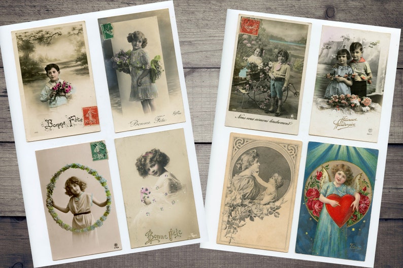 Printable French Postcards Little Children Boy Girl - Etsy