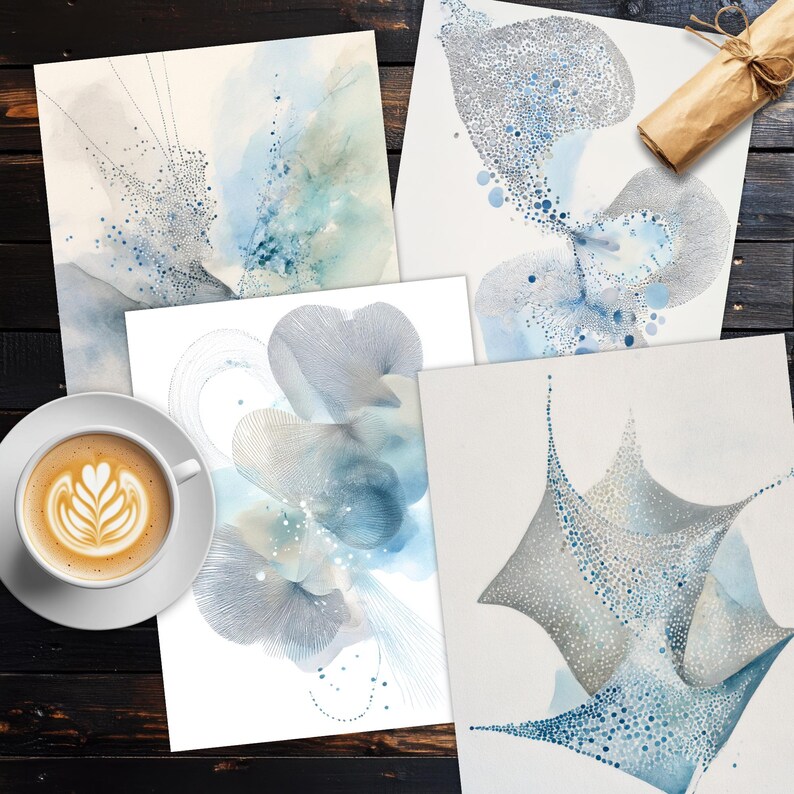 Abstract Shapes Digital Papers - 26 Soft Color Printable Sheets for ...