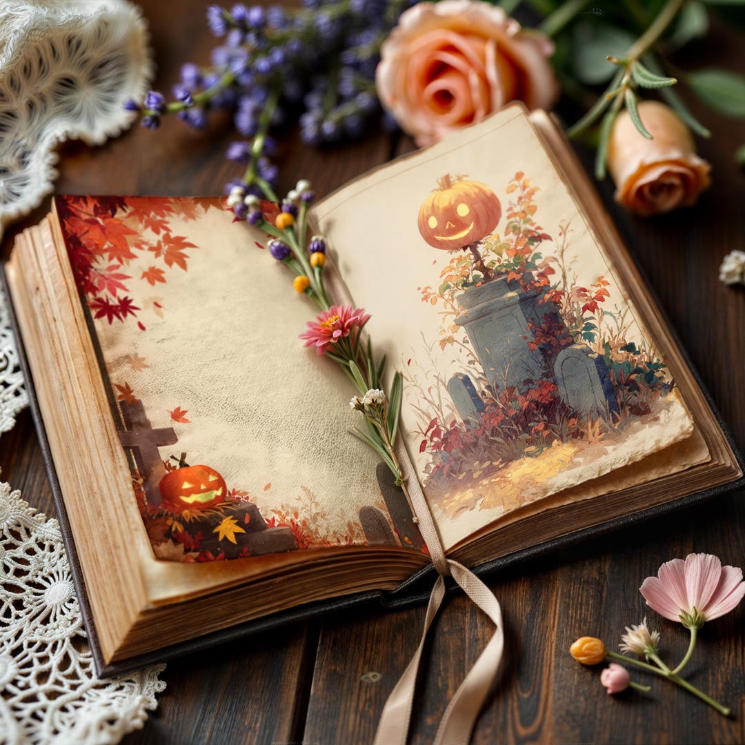 Vintage Halloween Scrapbook Paper: Autumnal Digital Download (PDF) - Etsy