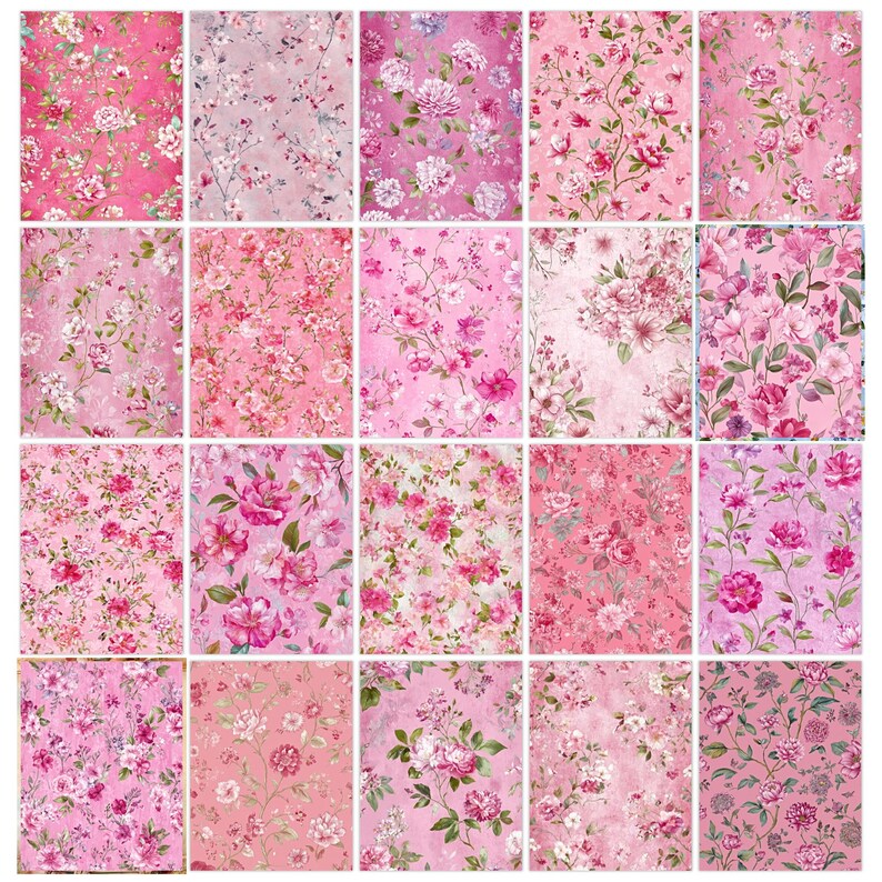 Pink Floral Paper Pack: Scrapbooking & Card Making (digital Download ...