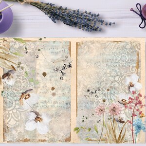 Floral Digital Paper, 12 Junk Journal Printable Papers, Scrapbooking ...