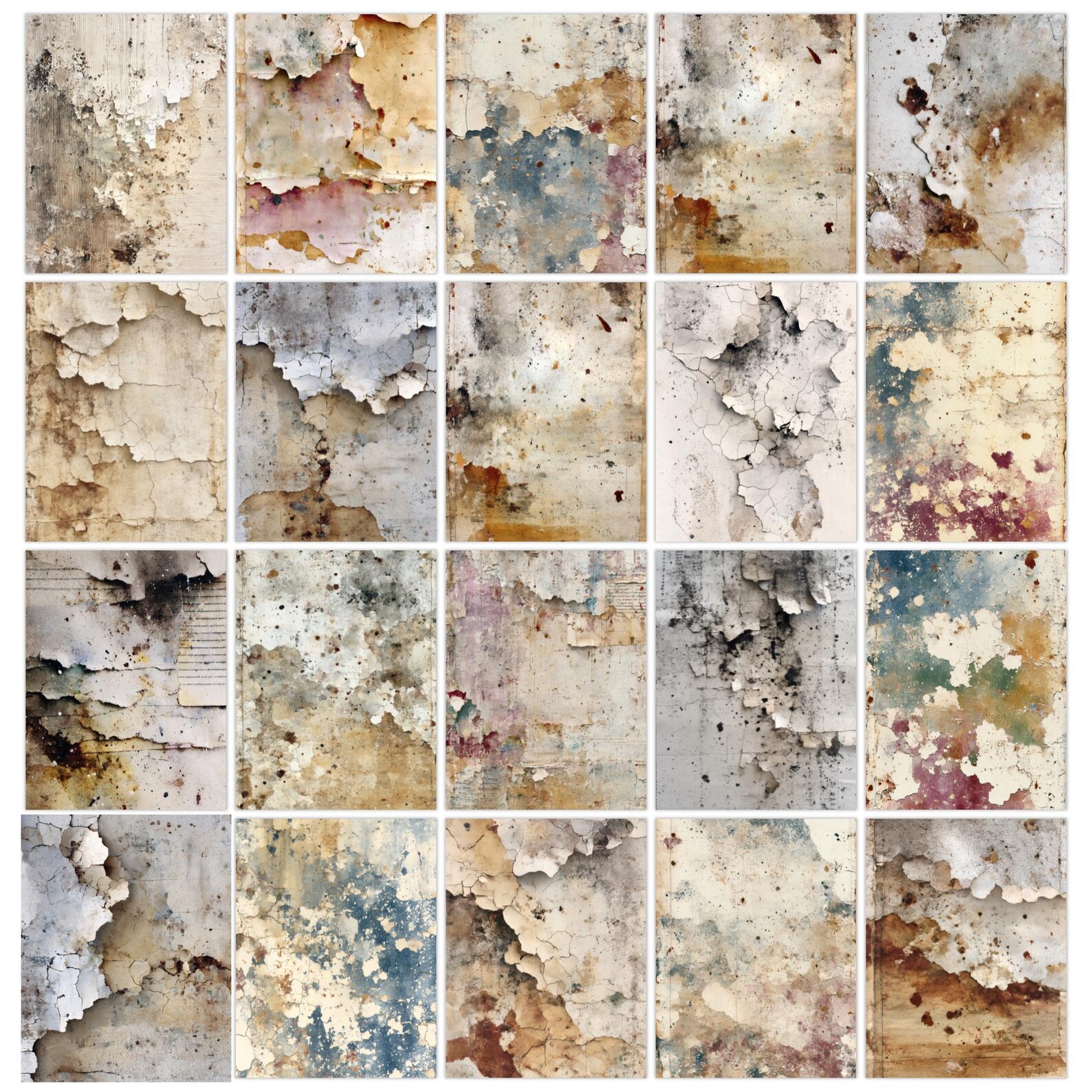 Distressed Digital Paper Pack: 25 Vintage Grunge Textures (commercial ...