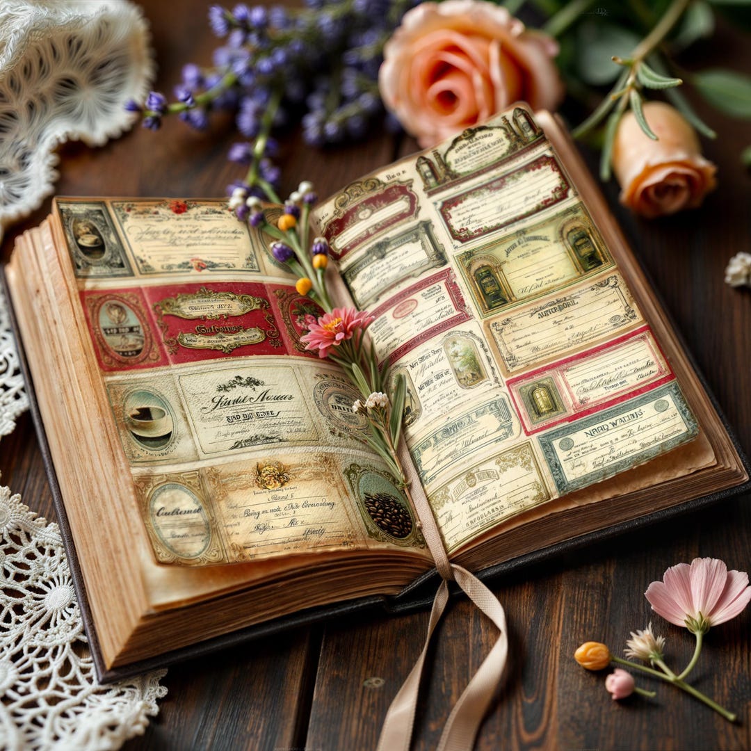 Vintage Ephemera Pack, Printable Labels, Antique Receipts, Junk Journal ...