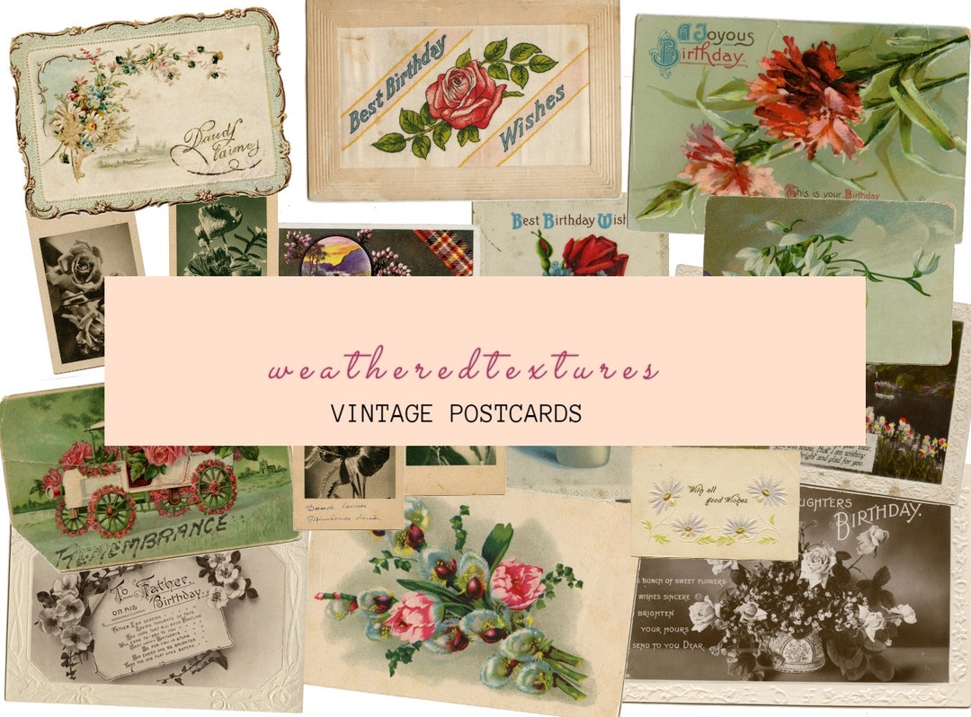 Vintage Flower Postcards Set 16 Digital Download Vintage Ephemera ...