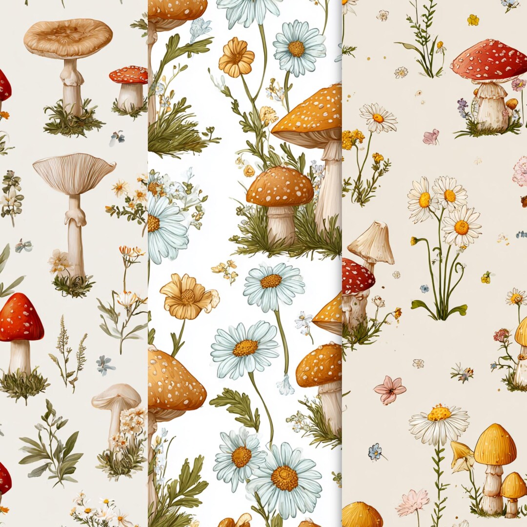 Mushroom Scrapbook Paper: Woodland Junk Journal Kit (PDF Download 8 ...