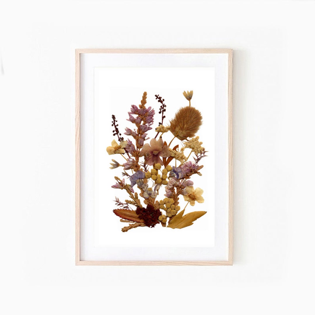 Pressed Flowers Print Pressed Plant Print Flowers Wall Art Neutral ...