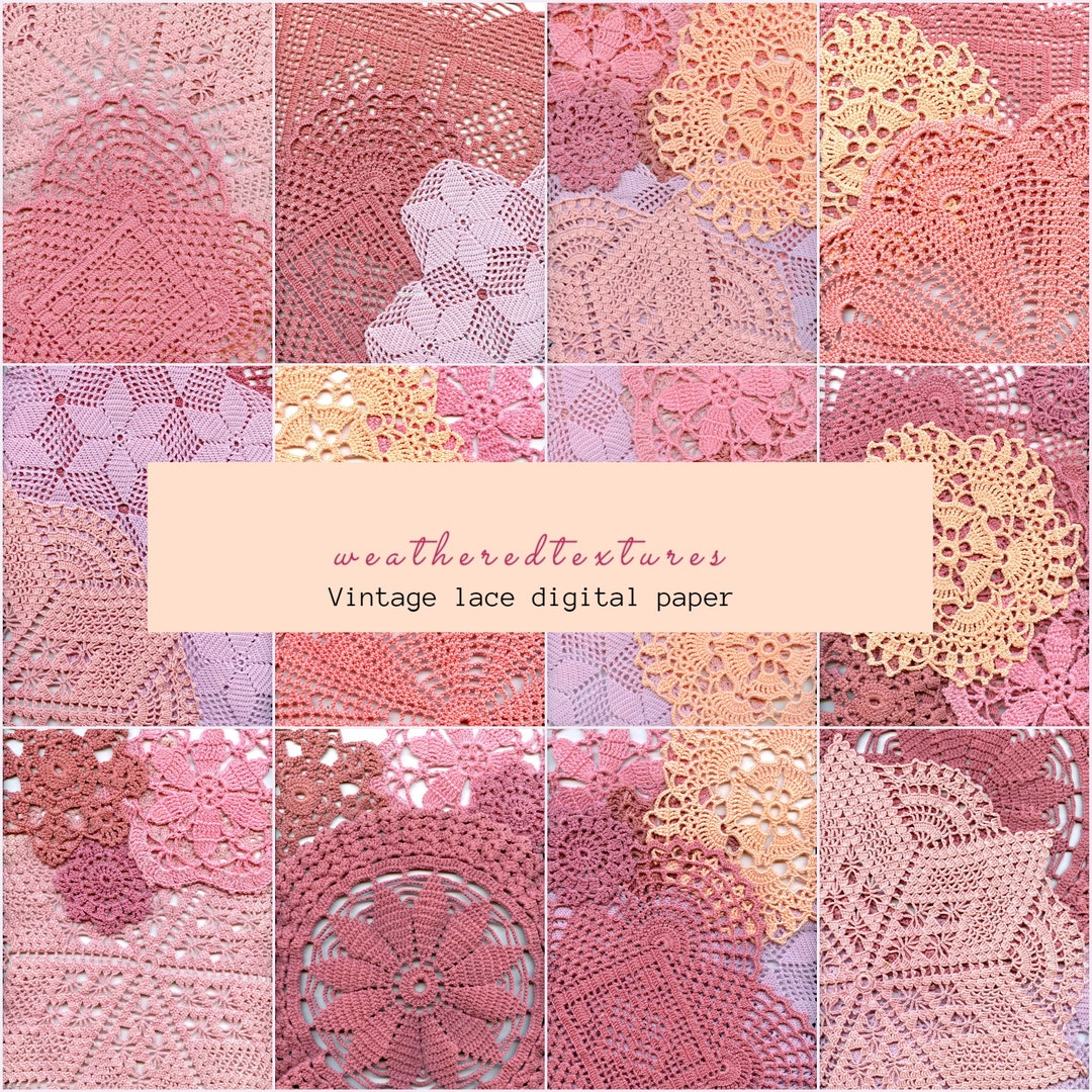 Vintage Pink Floral Lace Digital Paper Pack (digital Download) - Etsy
