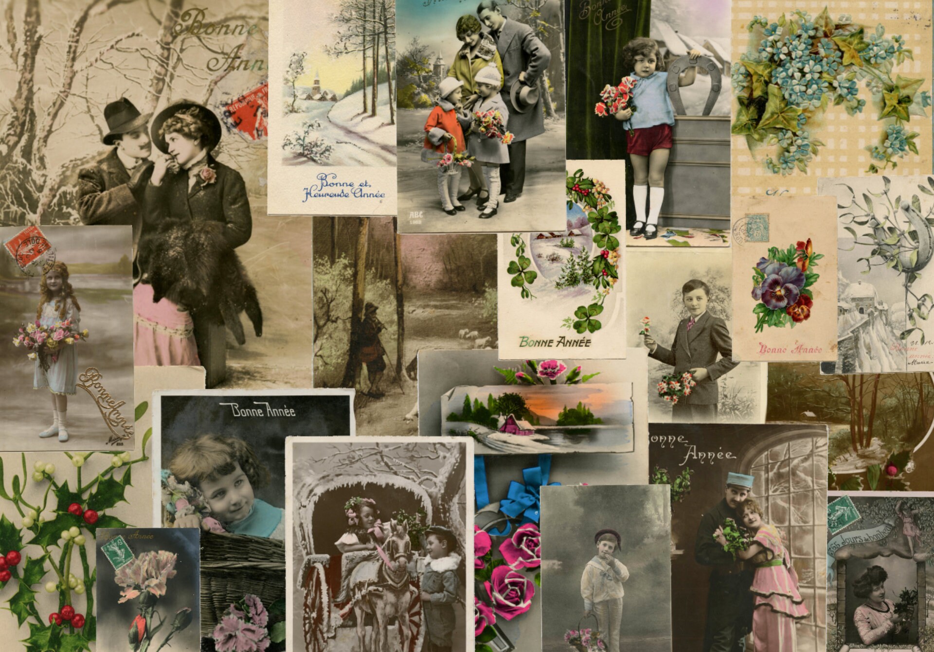 French Vintage Postcards Printable Christmas Digital Vintage - Etsy