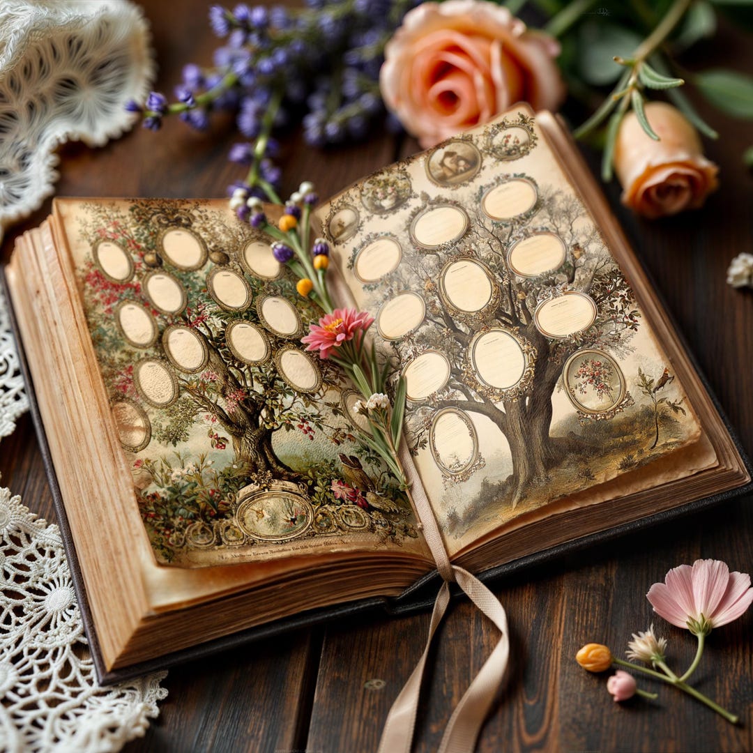 Vintage Botanical Family Tree Printable Kit, Genealogy Ancestry Pages ...