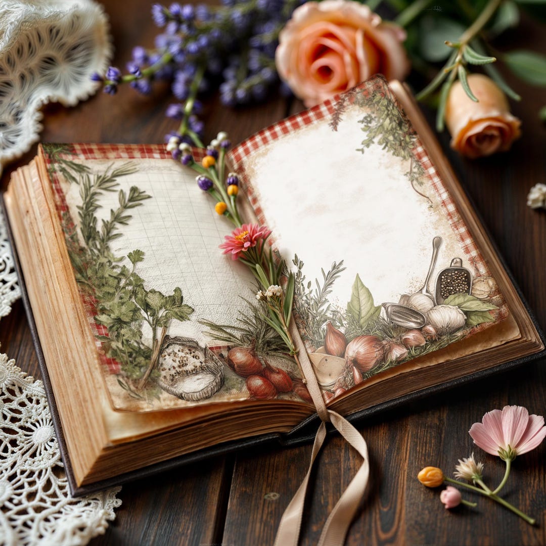 Grandma's Recipes Journal Pages, Printable Ephemera, Digital Cooking ...