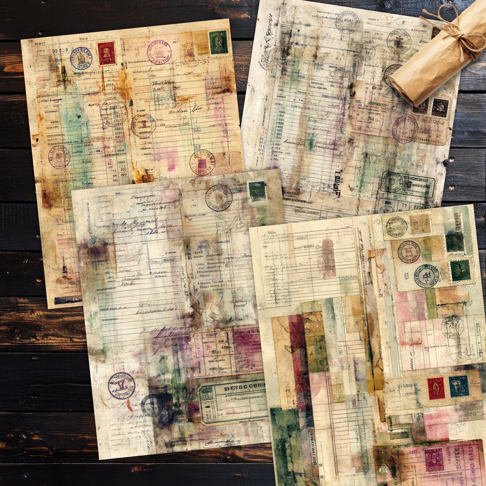 Antique Scrapbooking Paper: 24 Junk Journal Collage Sheets (digital ...