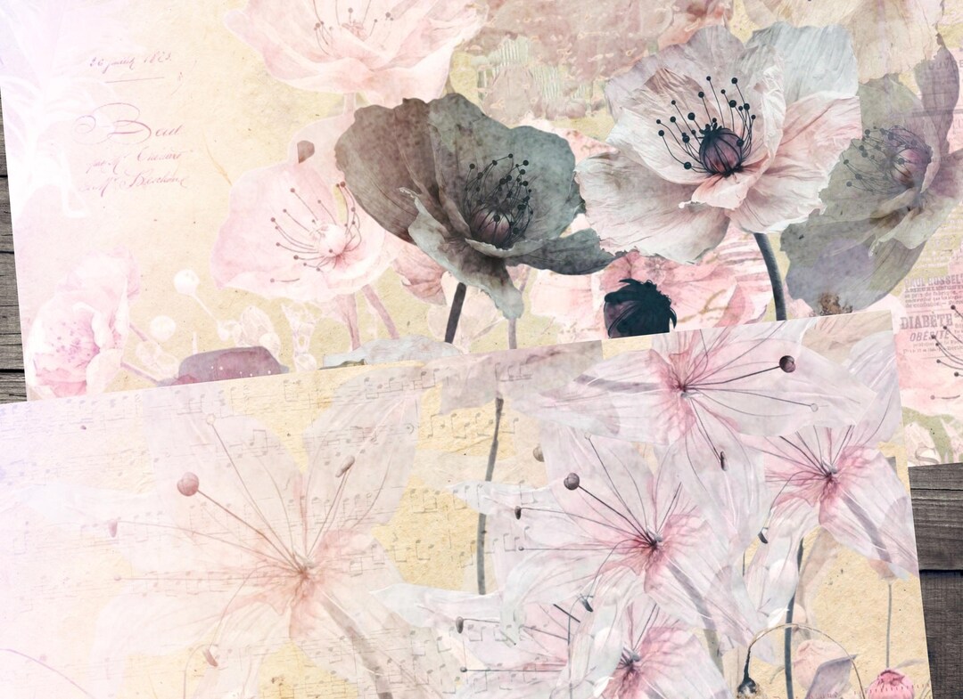 Floral Digital Paper Pack: Printable Scrapbook Kit (15 Sheets) - Etsy