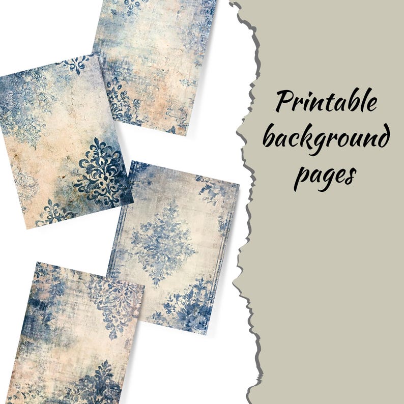 Blue Shabby Chic Digital Paper: 36 Vintage Texture Sheets (8.5x11 In ...