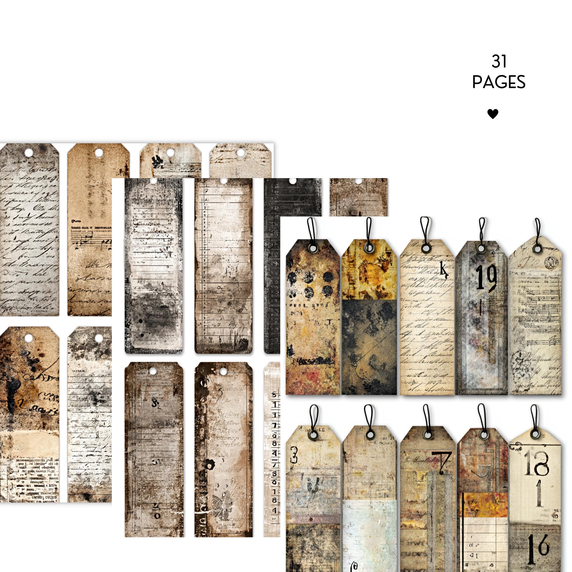 Vintage Ephemera Tags | Printable Grunge Journal Kit (PDF) - Etsy