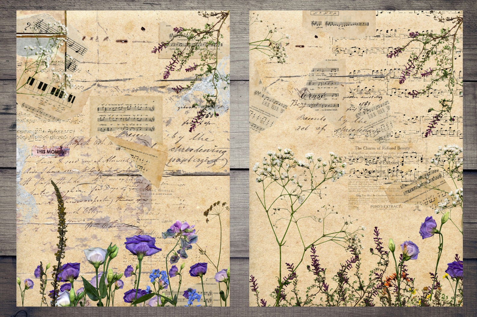 Printable Junk Journal Kit Digital Download 10 Sheets Paper - Etsy