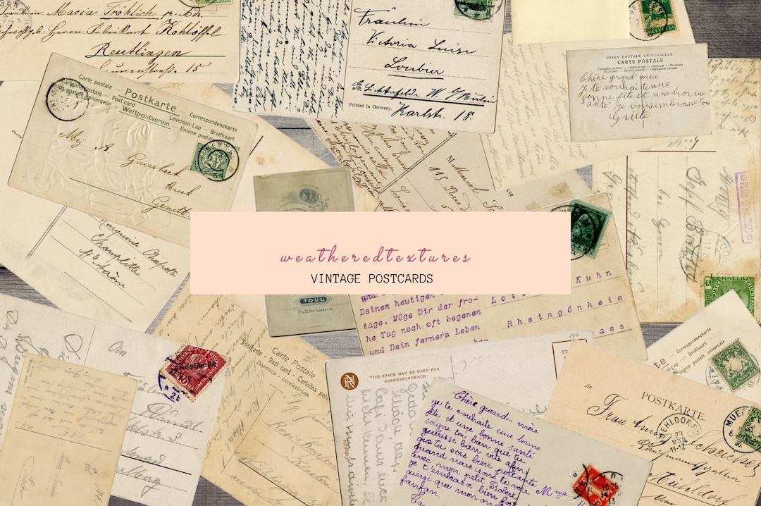 French Handwritten Postcards Vintage Printable Ephemera Instant ...