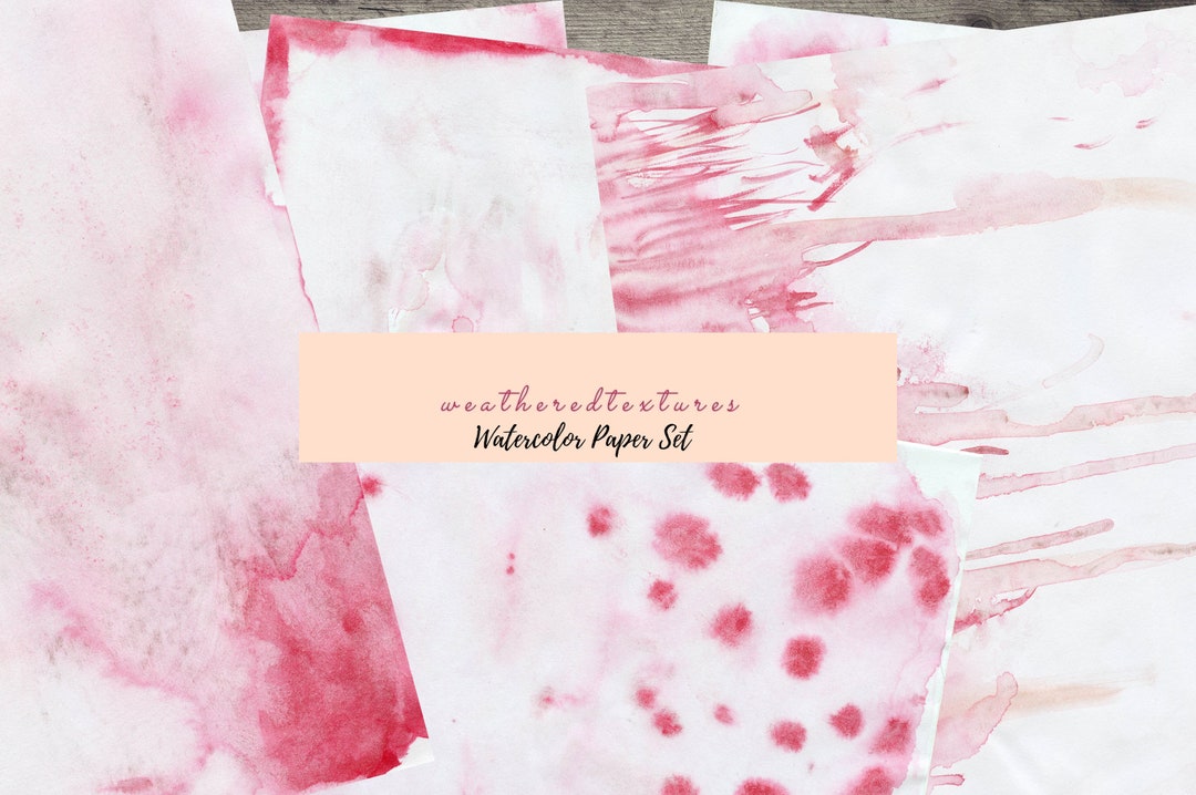 Watercolour Paper Set, Pink Colour Paper, Scrapbook Papers, Digital ...