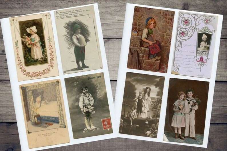 Printable French Postcards Little Children Boy Girl - Etsy