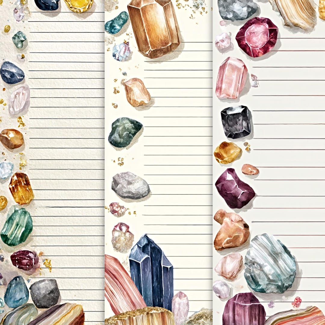 Printable Gemstone Stationery Paper Pack - 24 Lined Sheets for ...