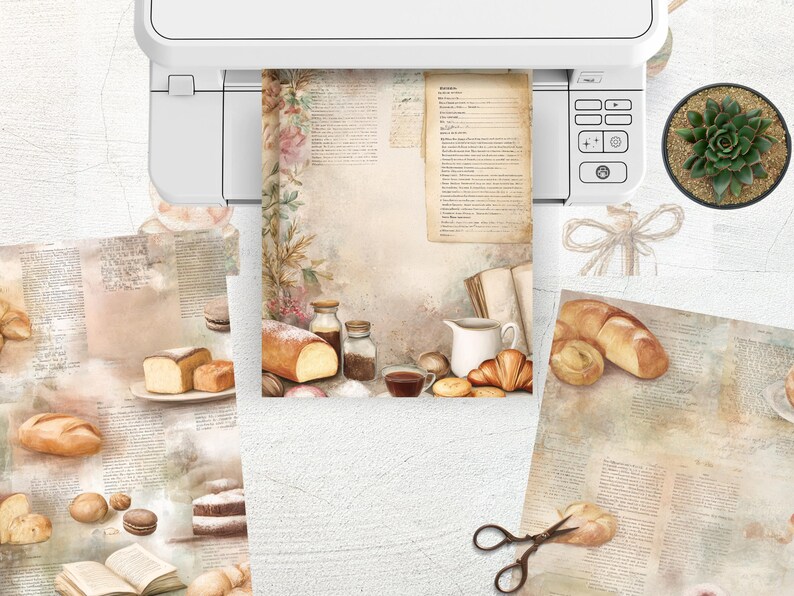 Recipes Journal Pages | Vintage Baking Paper Scrapbook Printable ...