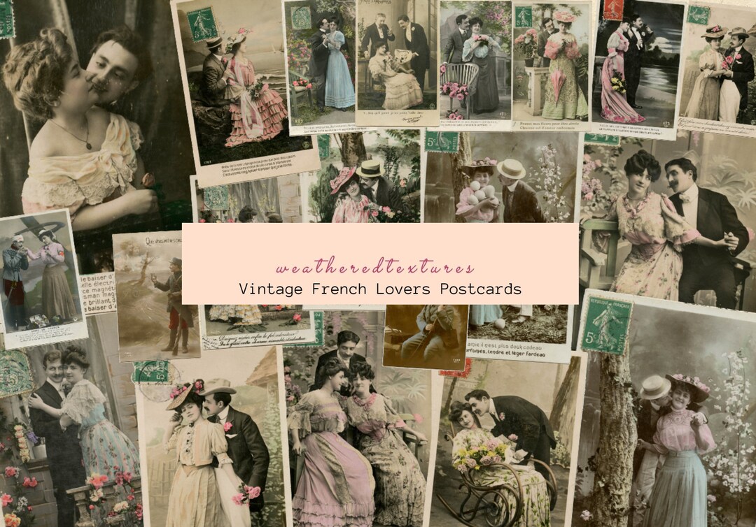 French Couples Lovers Digital Download, Vintage Postcards, Couples ...