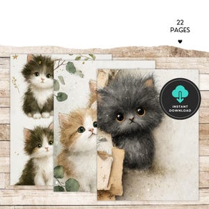 Kittens Journal Pages Printable Bundle - 22 Digital Sheets for Cute Cat ...