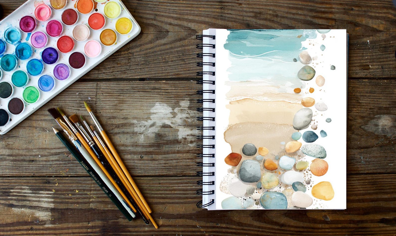 Beach Pebbles Digital Paper: Sea Glass Journal Background (digital ...