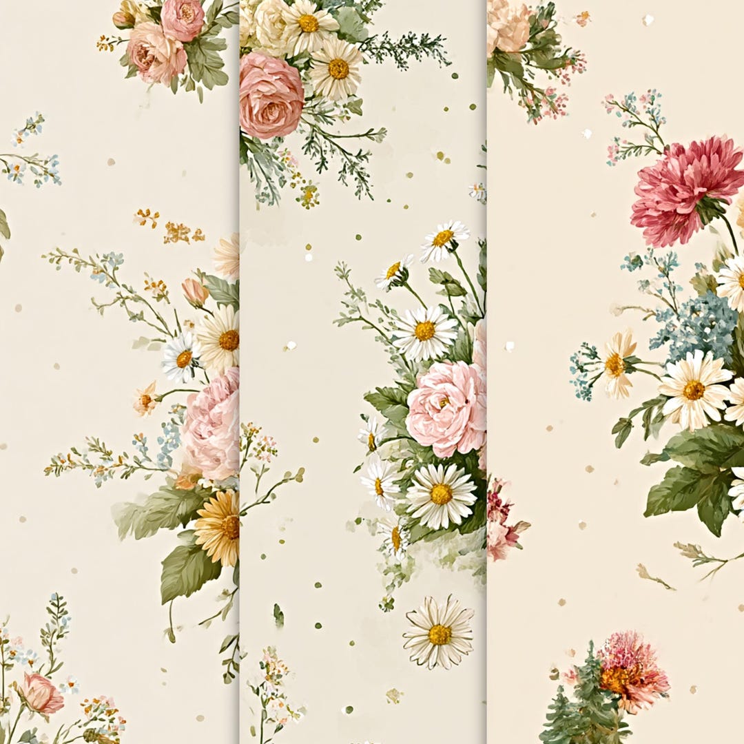 Vintage Floral Digital Papers 20 Sheets Scrapbook Backgrounds ...