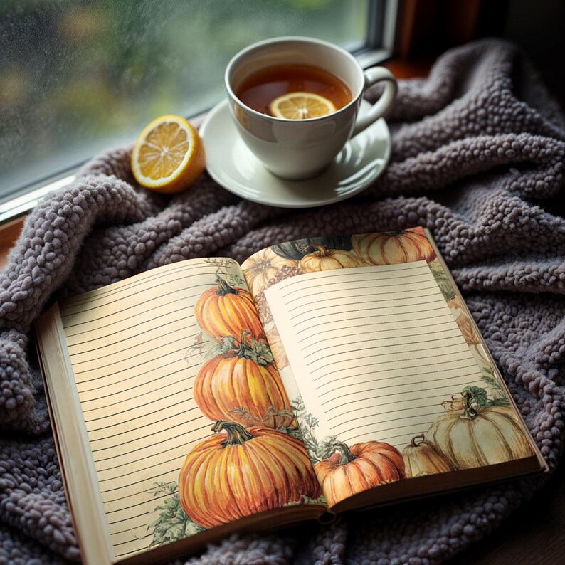 Pumpkin Lined Paper: Fall Harvest Stationery (digital Printable) - Etsy