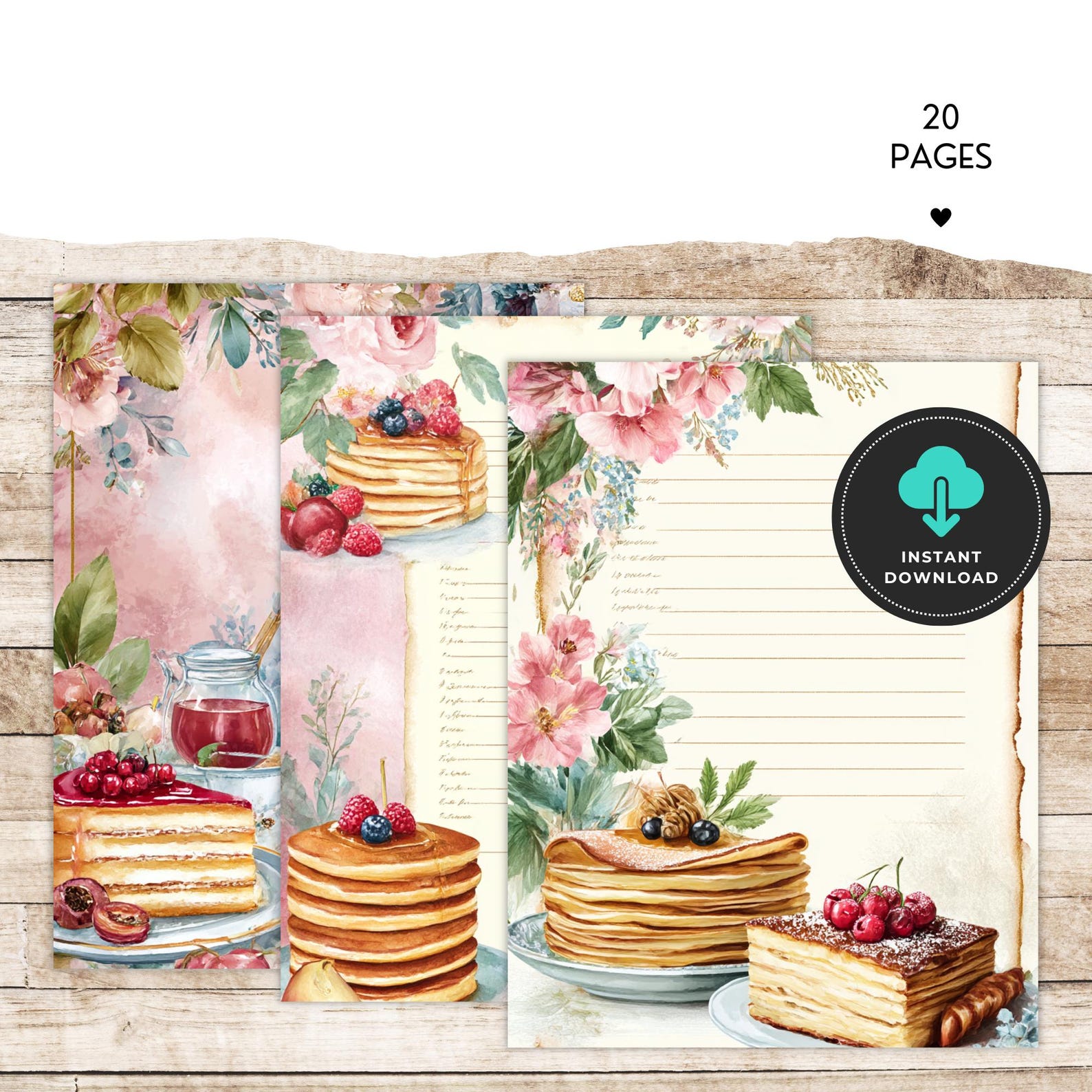 Printable Recipe Journal Pages: Cooking Notes & Meal Planning (digital ...