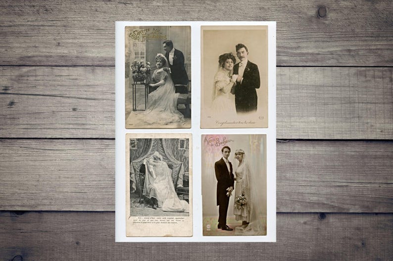 Vintage Wedding Postcards: Printable Antique Ephemera (high-res Scans ...
