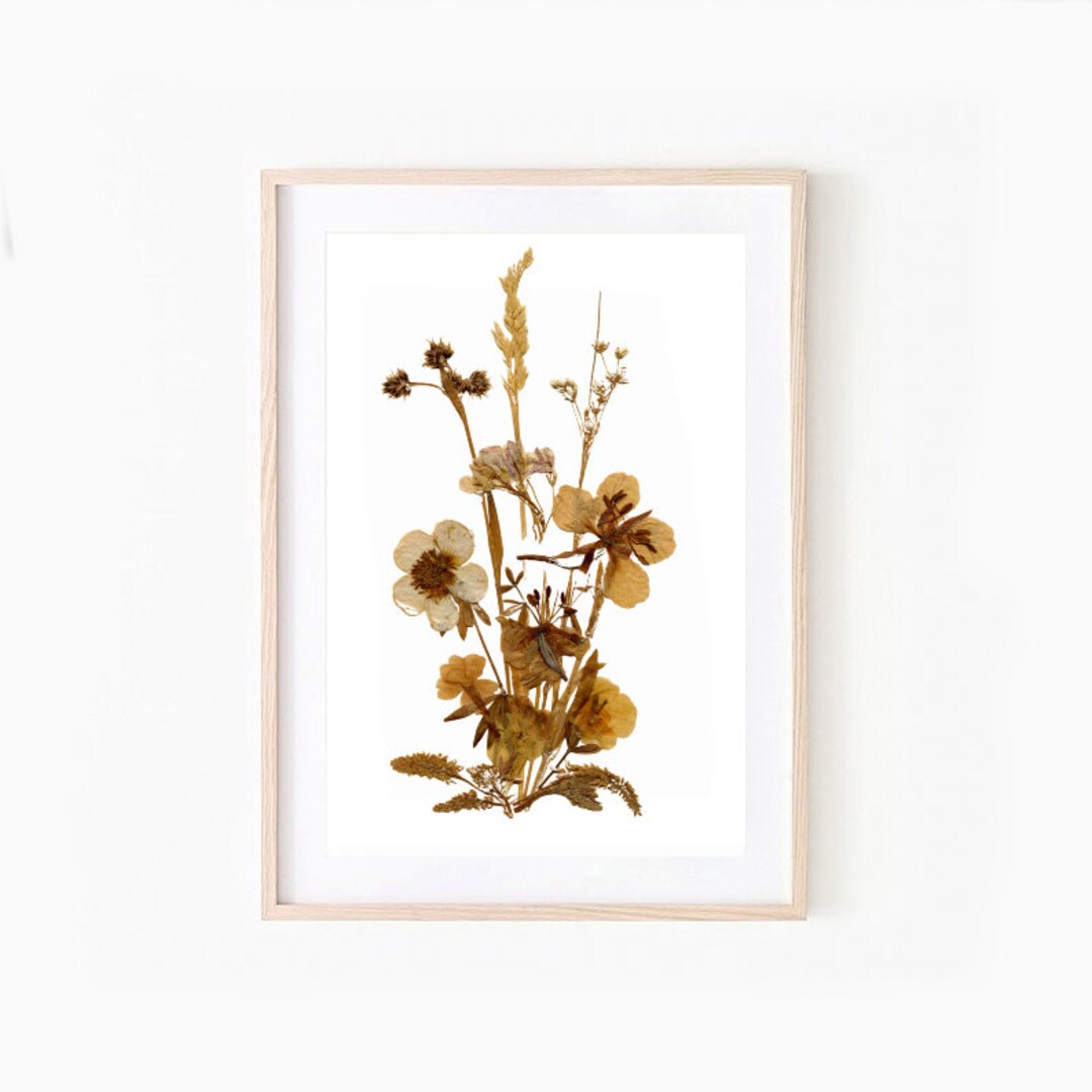 Pressed Flowers Print Pressed Plant Print Flowers Wall Art Neutral ...