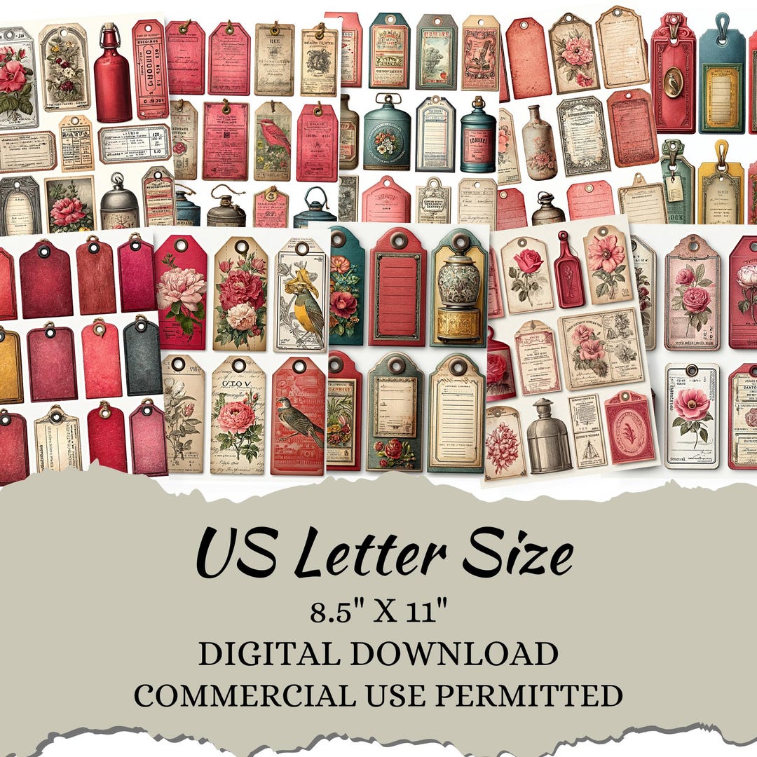 Vintage Floral Labels and Tags | Retro Botanical Ephemera (digital ...