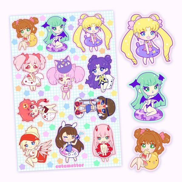 Anime Girl Sticker Sheet - Etsy