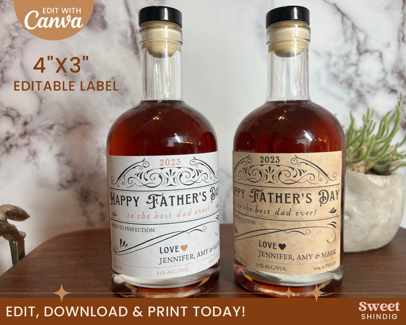 Customizable Whiskey Label, Whiskey Label Template, Father's Day ...