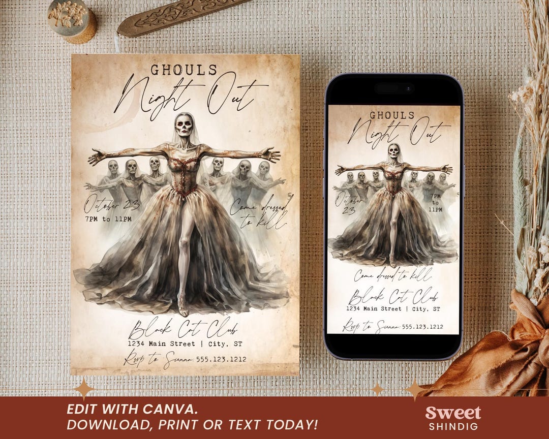 Girls Night Out Halloween, Ghouls Night Out, Halloween Party Invite - Etsy