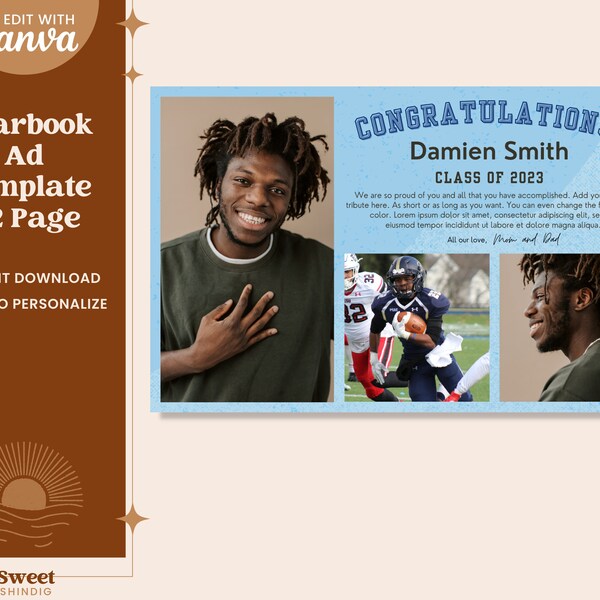 Senior Ad Half Page Template - Etsy