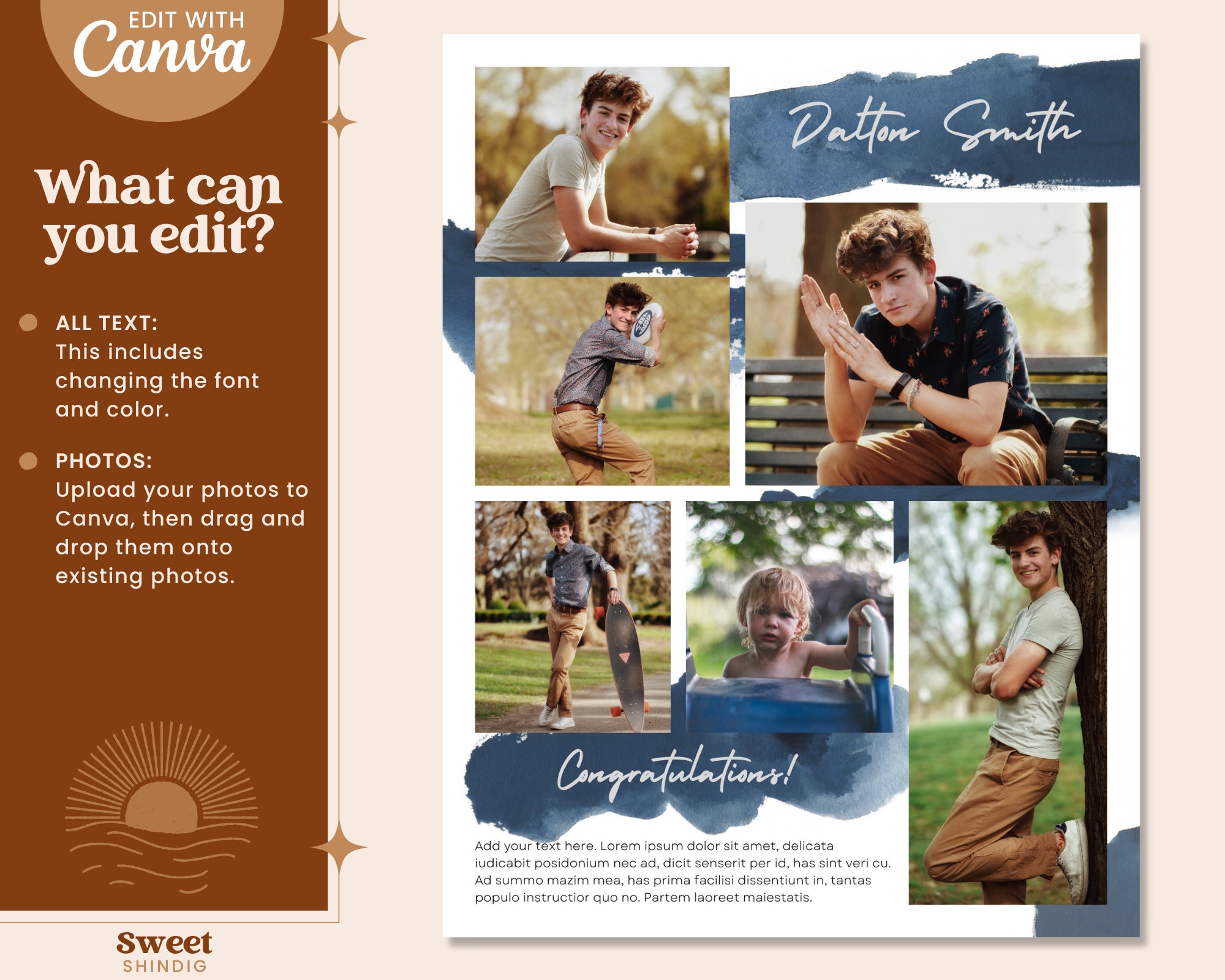 Senior Ad Yearbook Template Canva Blue - Etsy