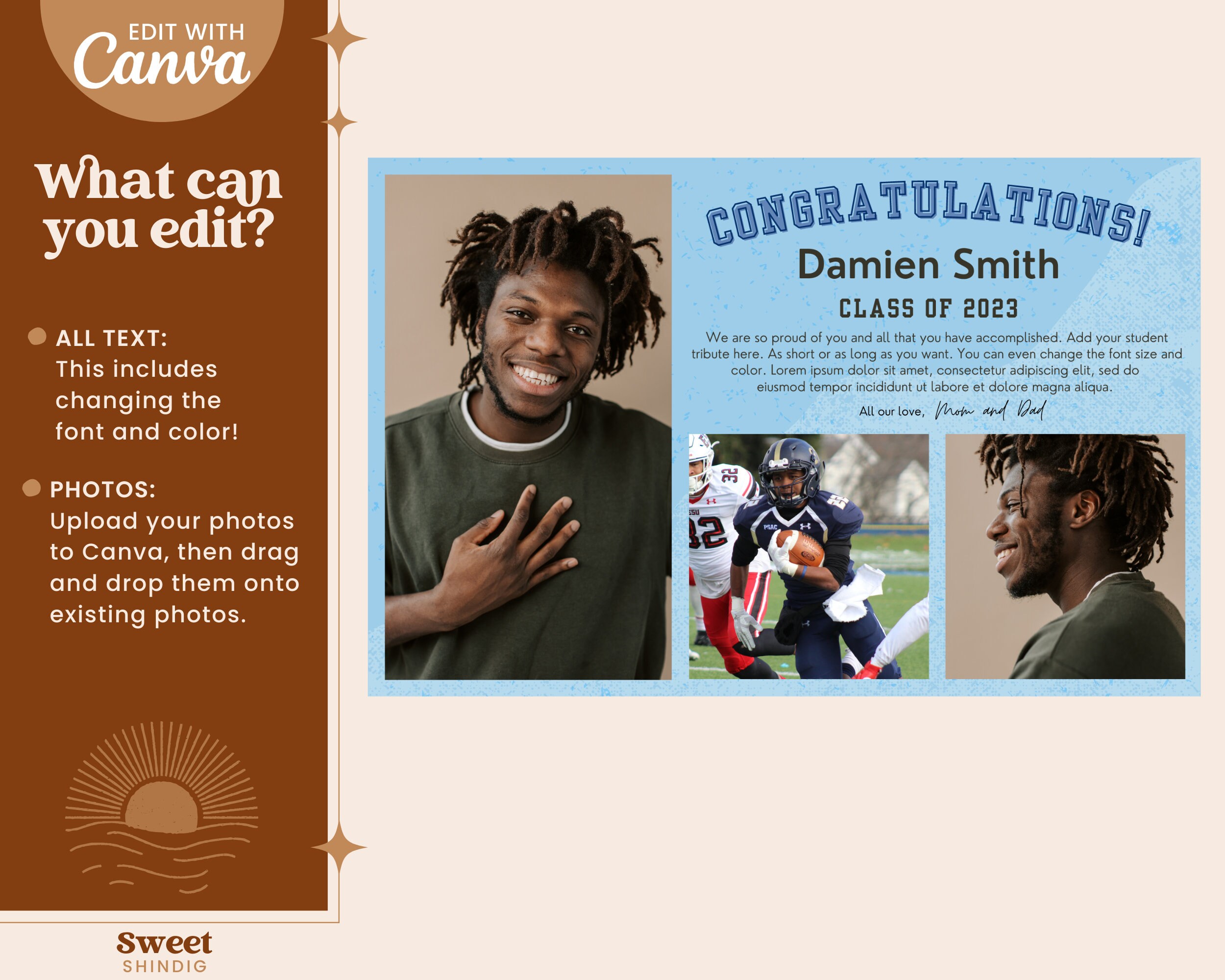 Senior Ad Yearbook Template Canva Half Page Blue - Etsy