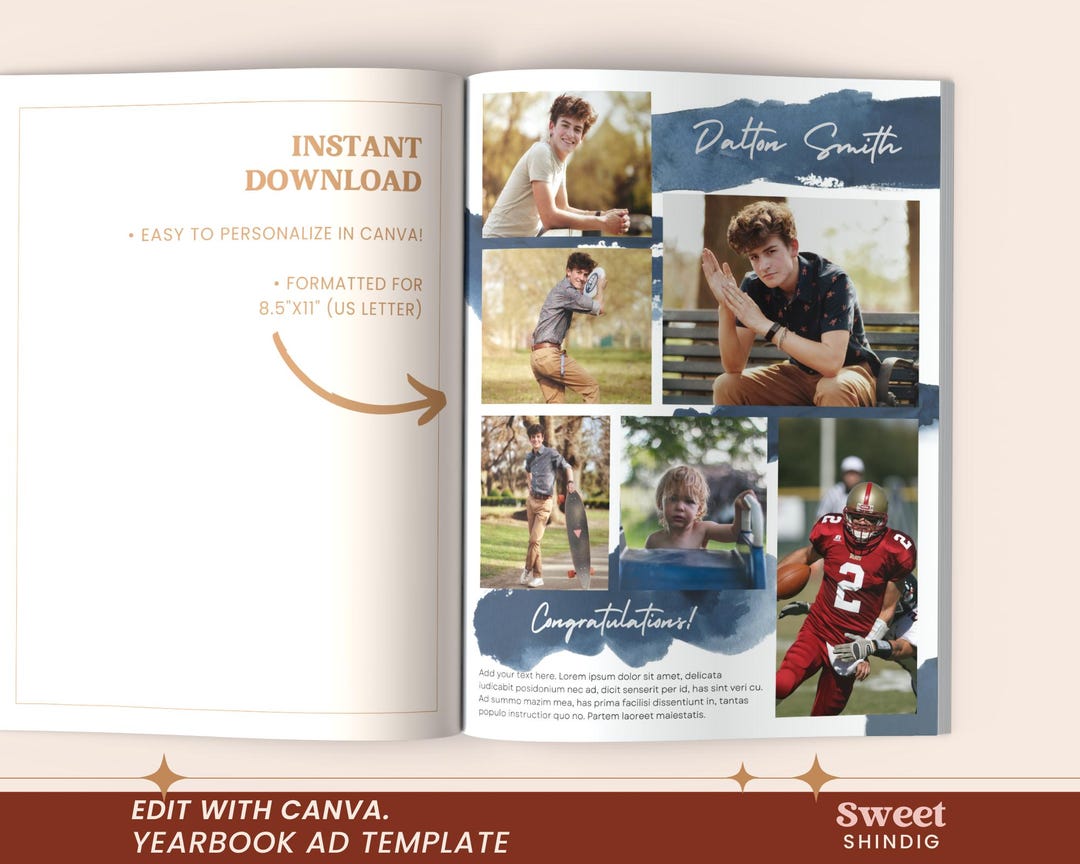 Senior Ad Yearbook Template Canva, Blue - Etsy